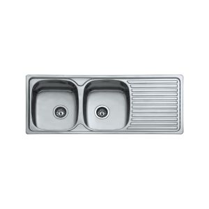Milano Inset Double Bowl Kitchen Sink with Drainboard, 118x48cm, 0.8mm ...